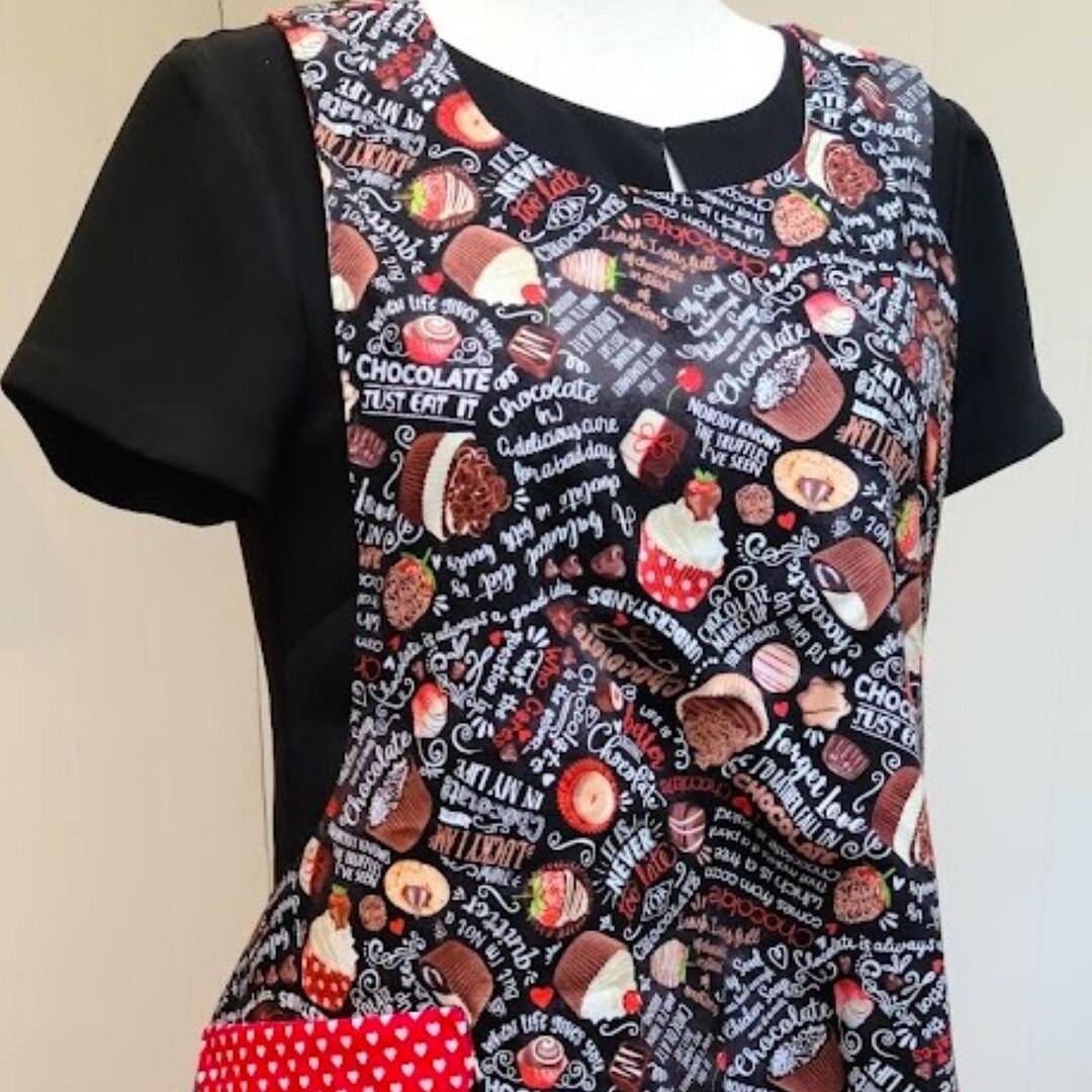 Reversible Chocolate Apron S/M (6-8) Chocolate Theme Side 1. Heart ...