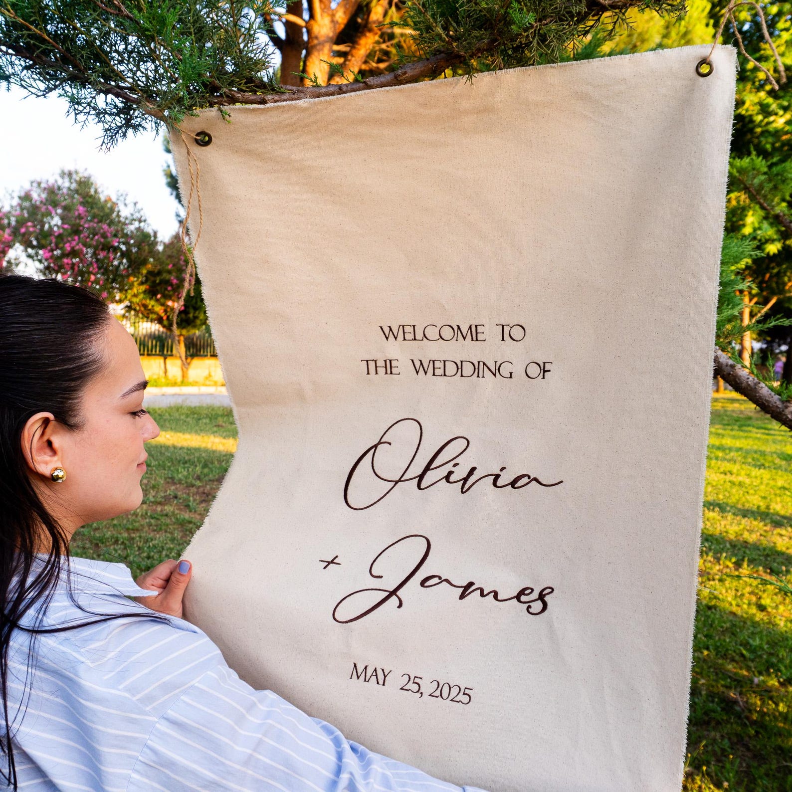 Canvas Wedding Welcome Sign, Personalised Wedding Welcome Sign, Fabric ...