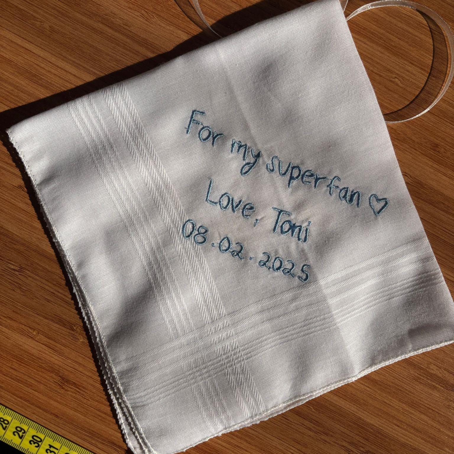 Personalized Handwriting Embroidered Wedding Handkerchief, Father of ...