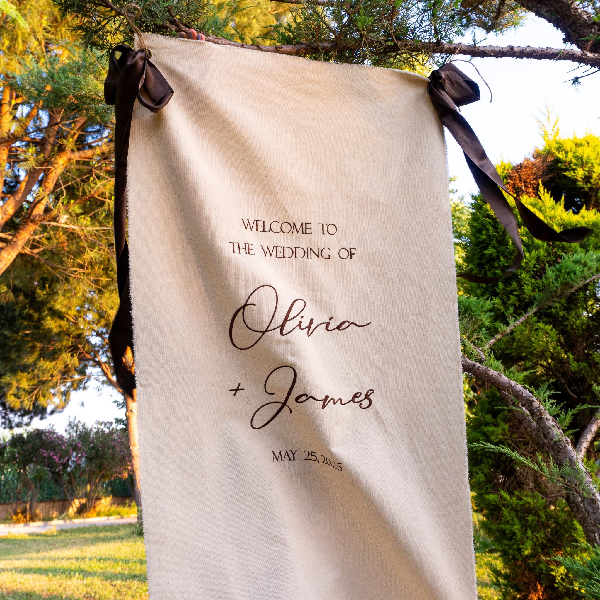 Canvas Wedding Welcome Sign, Personalised Wedding Welcome Sign, Fabric ...