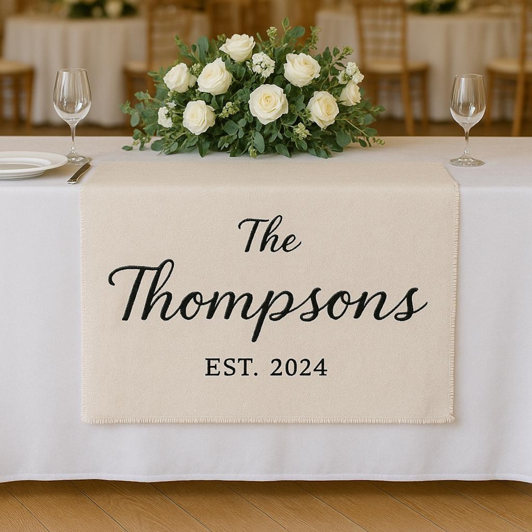 Custom Wedding Table Sign, Fabric Last Name Sign, Personalised Table ...
