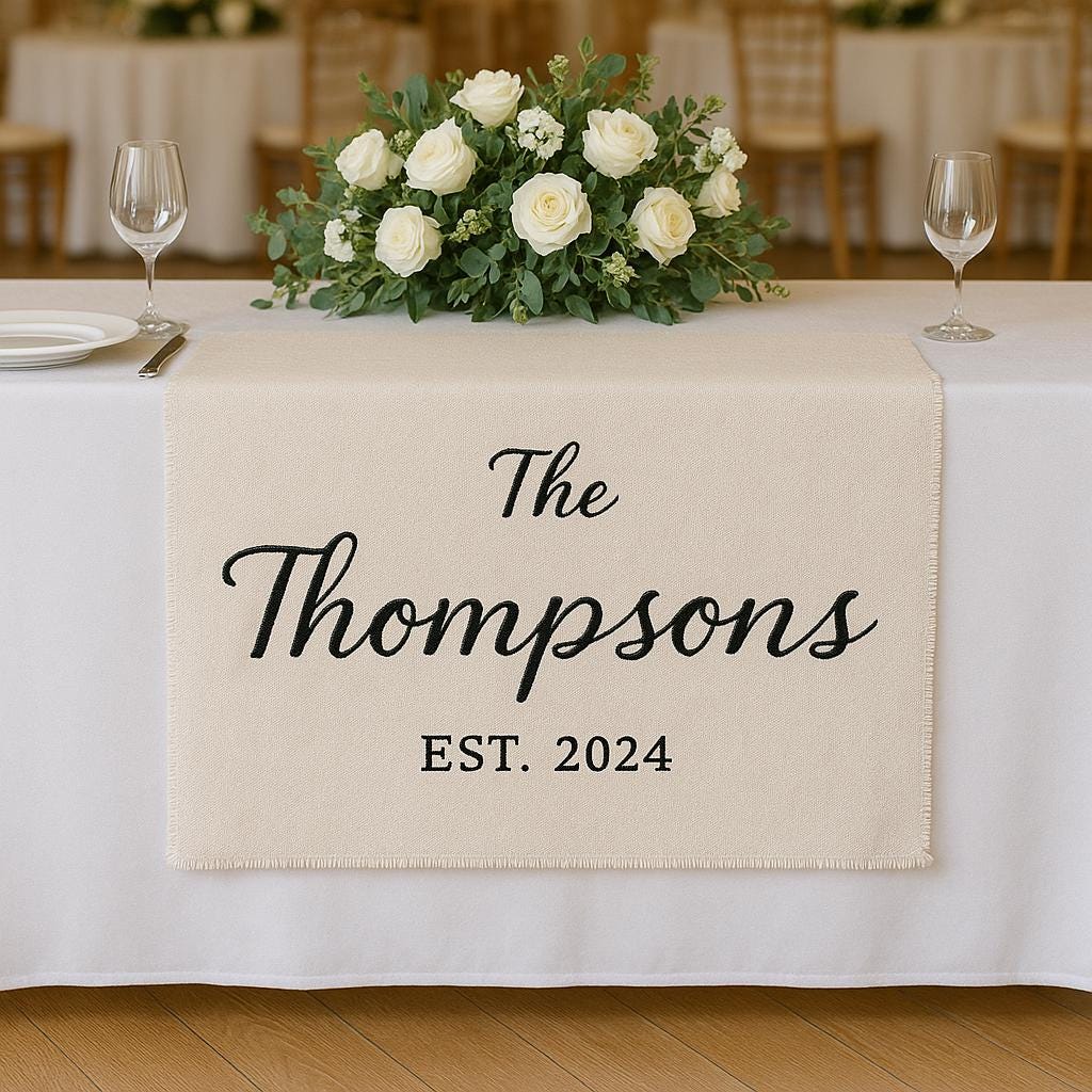 Custom Wedding Table Sign, Fabric Last Name Sign, Personalised Table ...