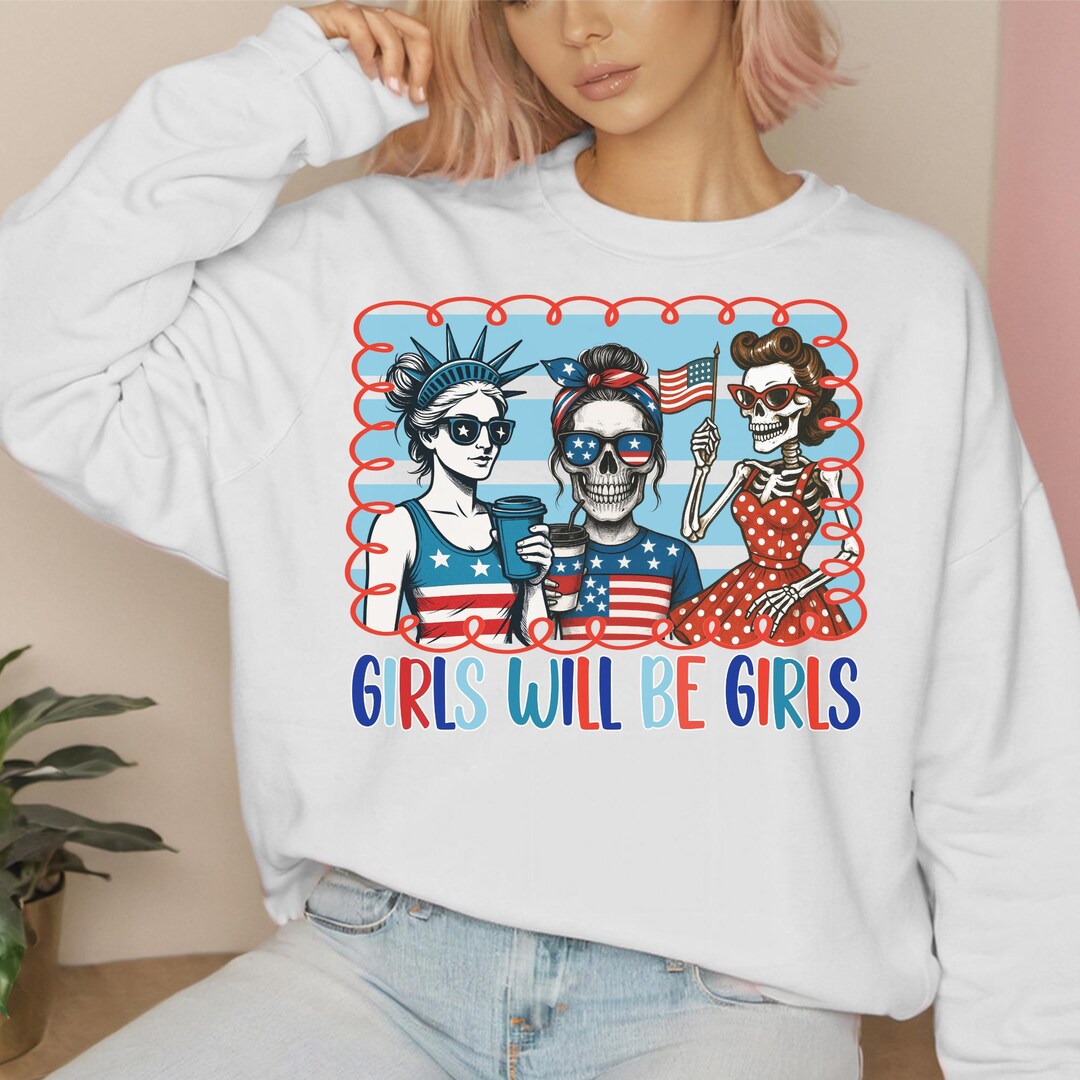 Zombie American Girls Will Be Girls Funny Zombie Halloween Shirt ...