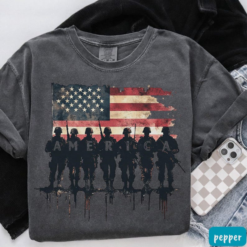 Comfort Colors® America Veteran Shirt Retro Patiotic T-shirt Red White ...