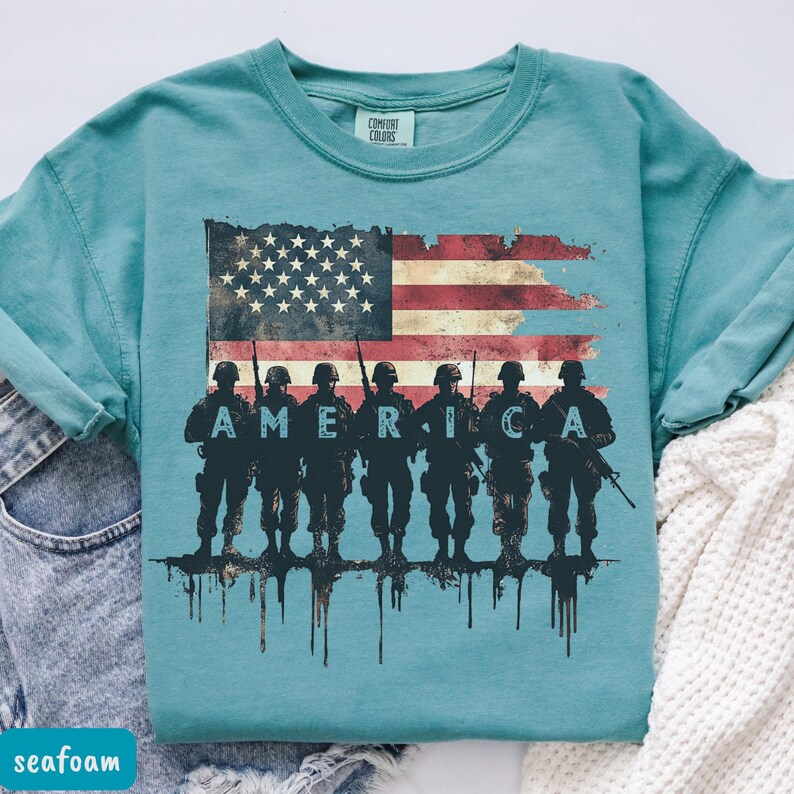 Comfort Colors® America Veteran Shirt Retro Patiotic T-shirt Red White ...