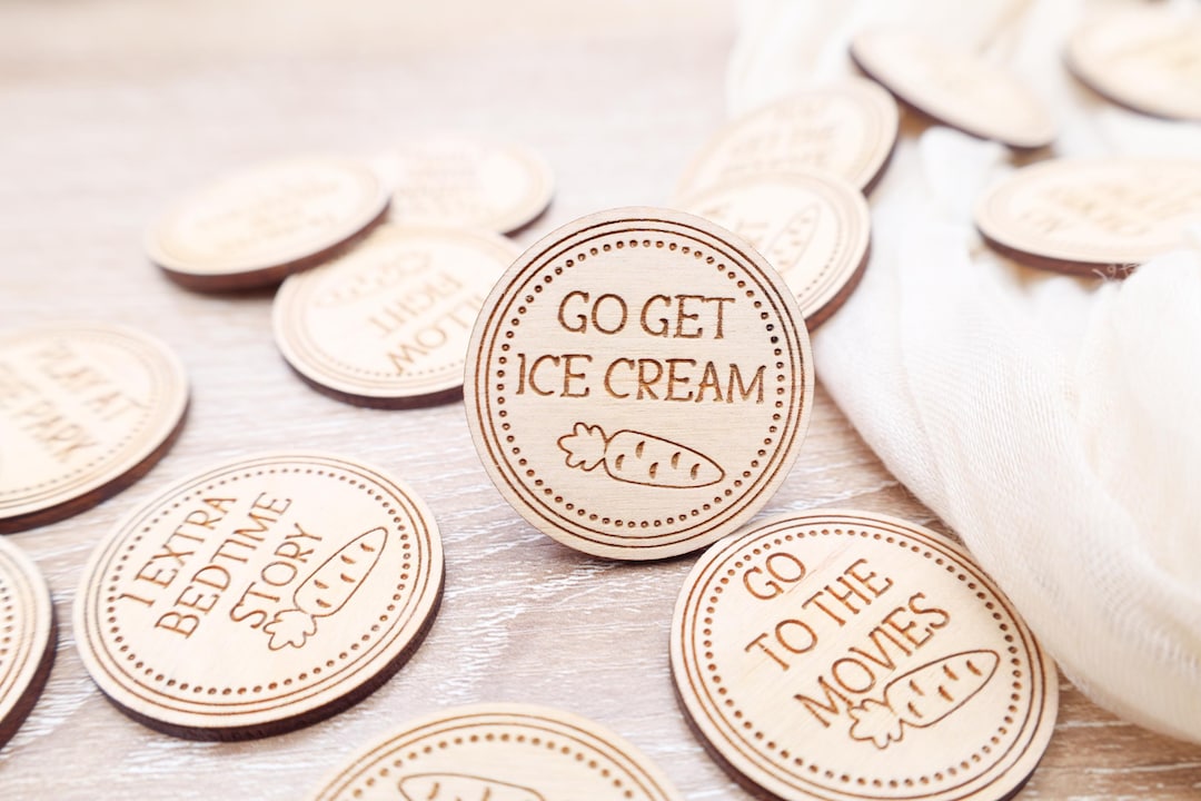 Wooden Reward Tokens, Rewards for Kids, Set of 25 Redeemable Rewards ...