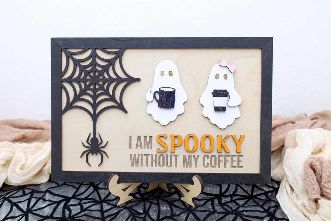Spooky Coffee Bar Sign – Layered Wood Ghost Decor - Etsy