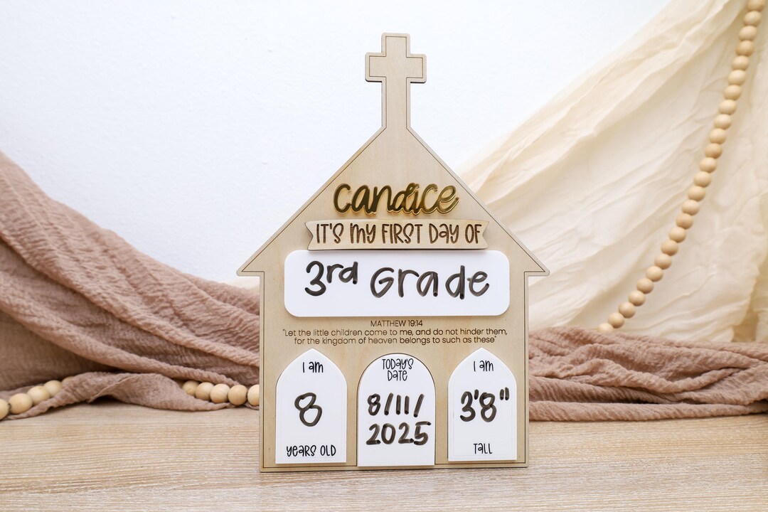 Personalized Christian Back to School Sign, First Day Milestone Photo ...