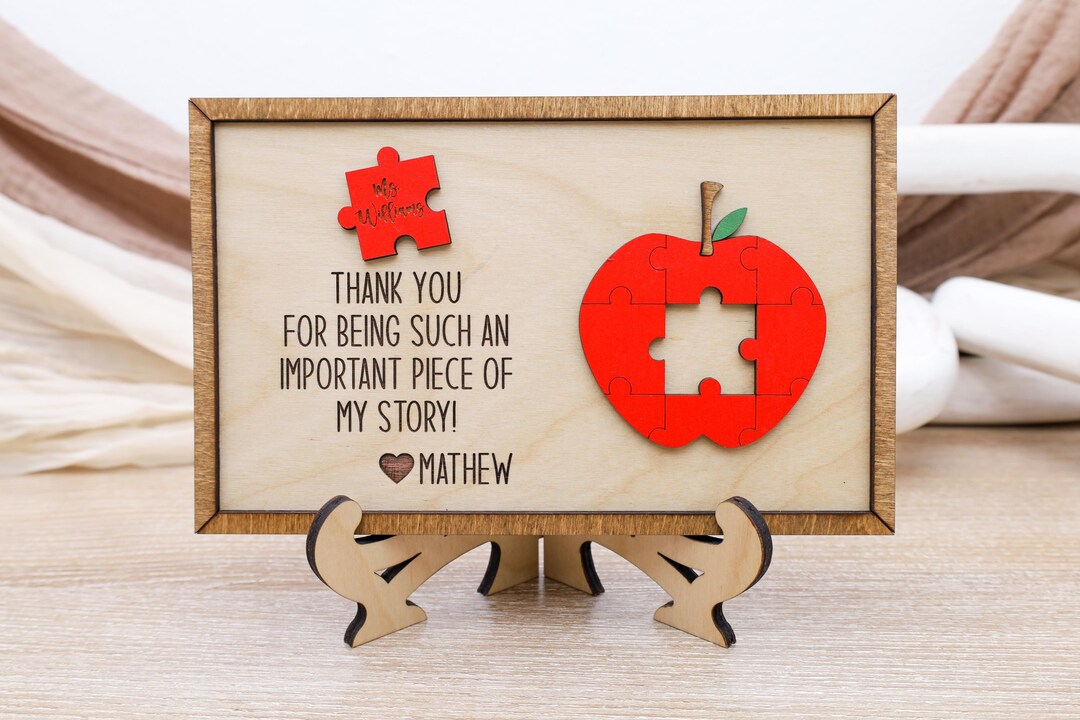 Teacher Apple Puzzle With Stand, Personalized Gift for Teacher, Thank ...