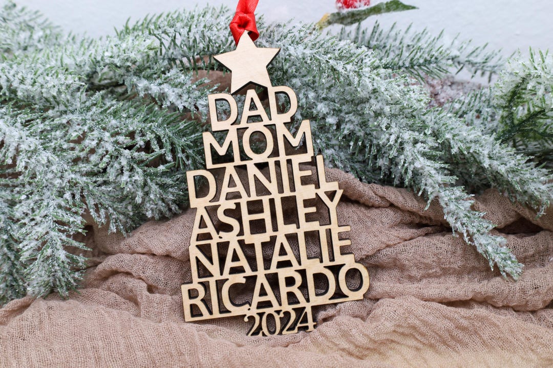 Modern Family Names Ornament,cutout Kids Names Decor,personalized ...