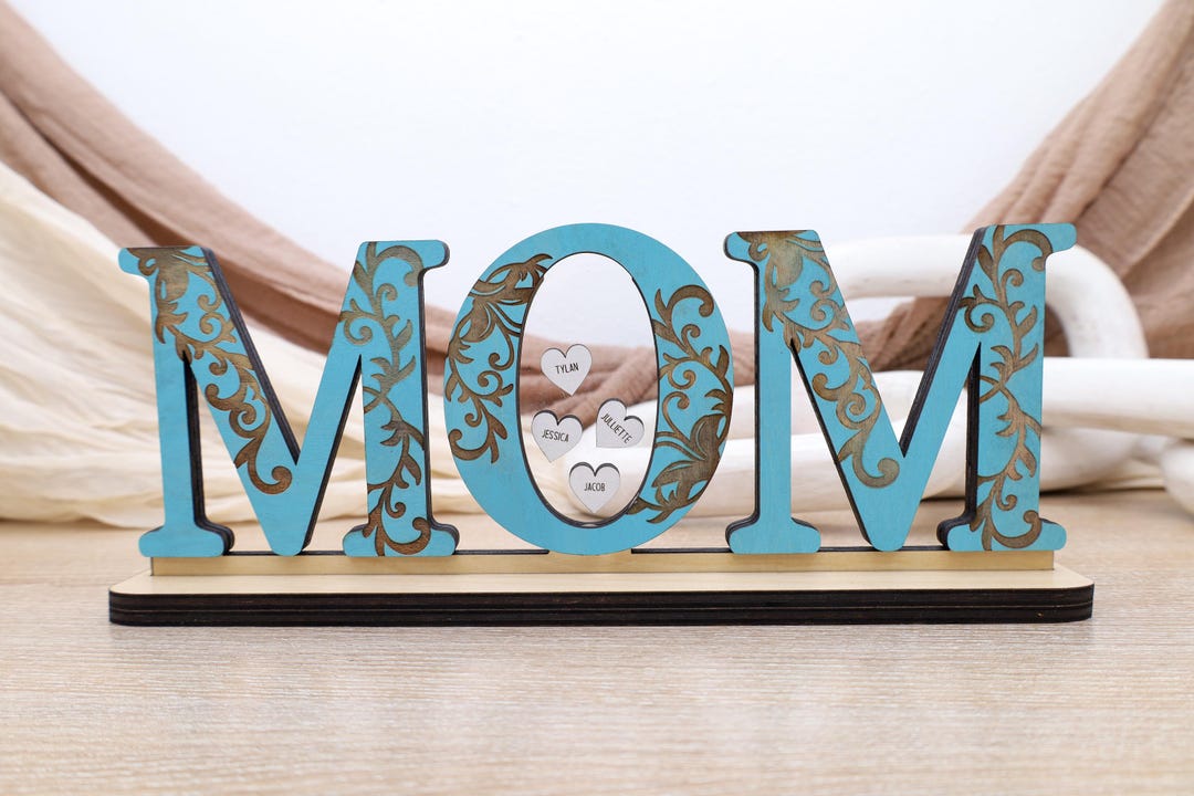 Mom Plaque With Kids’ Names, Floral Mother’s Day Sign, Custom Mother’s ...