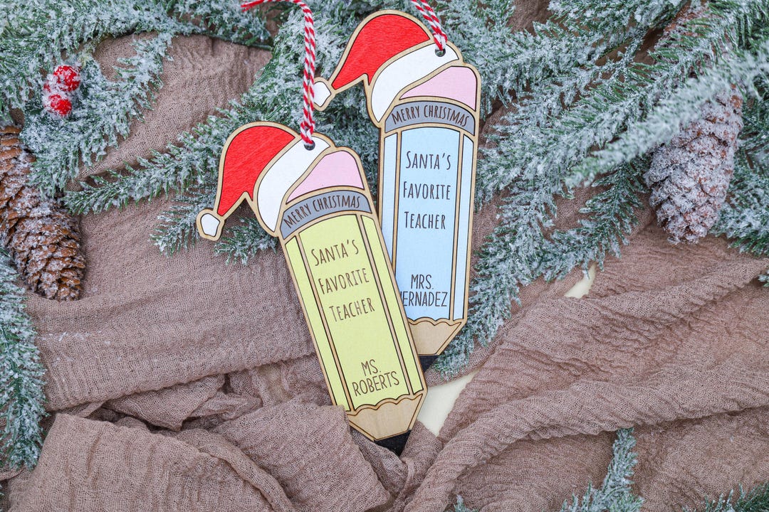 Personalized Teacher Christmas Ornament, Santa's Favorite Teacher ...