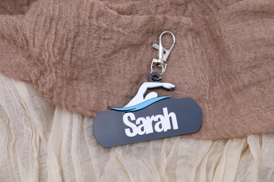 Custom Swim Team Keychain, Swimmer Name Tag, Swim Coach Gift, Swimming ...