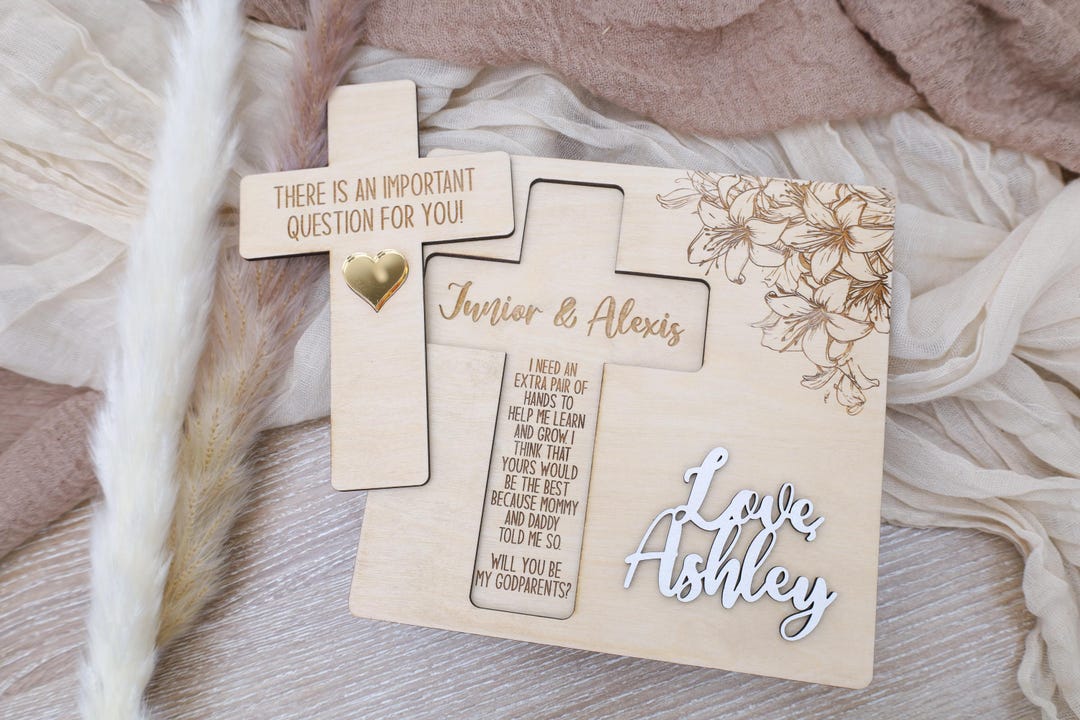 Personalized Wooden Godparent Proposal, Cross Godparent Proposal Sign ...