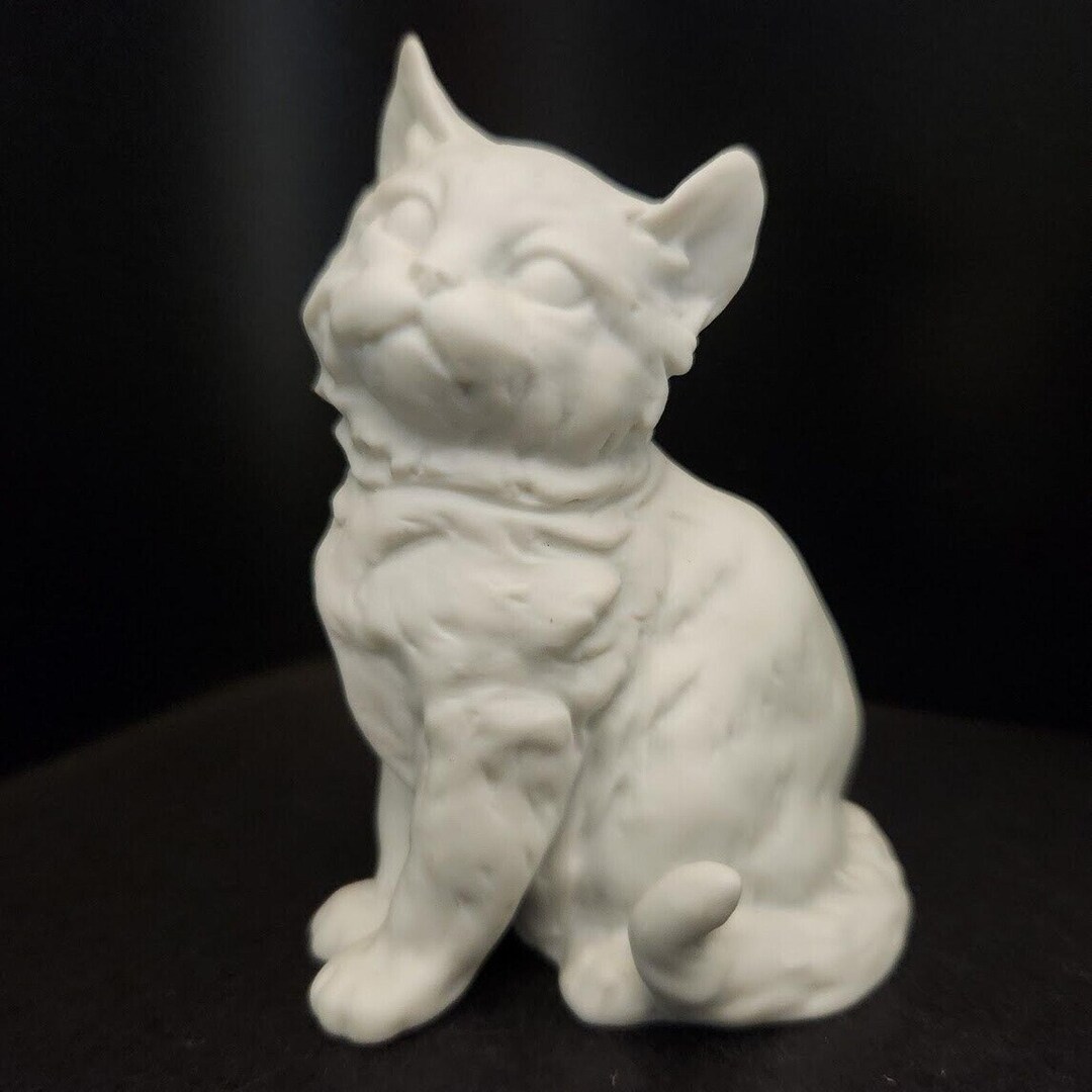AK Kaiser Porcelain Cat Figure Kitten White Bisque Vintage W West ...