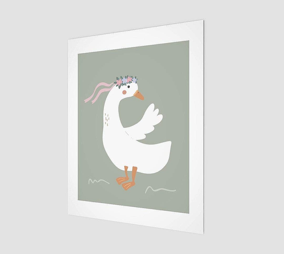 Kids Room Wall Art Duck Poster - Green - Etsy