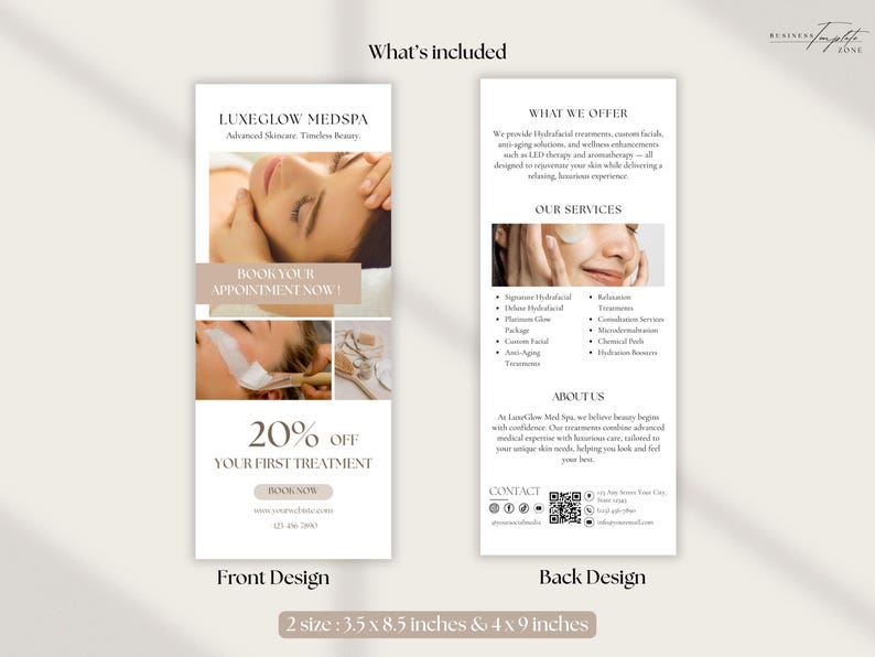 Beauty Salon Rack Card Flyer Template, Editable Minimalist Esthetician ...