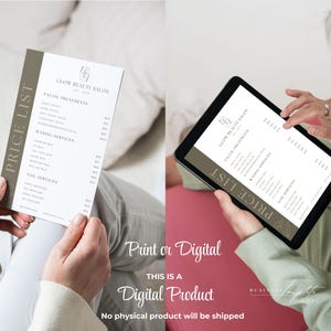 Modern Beauty Salon Price List Template, Printable Facial Menu ...