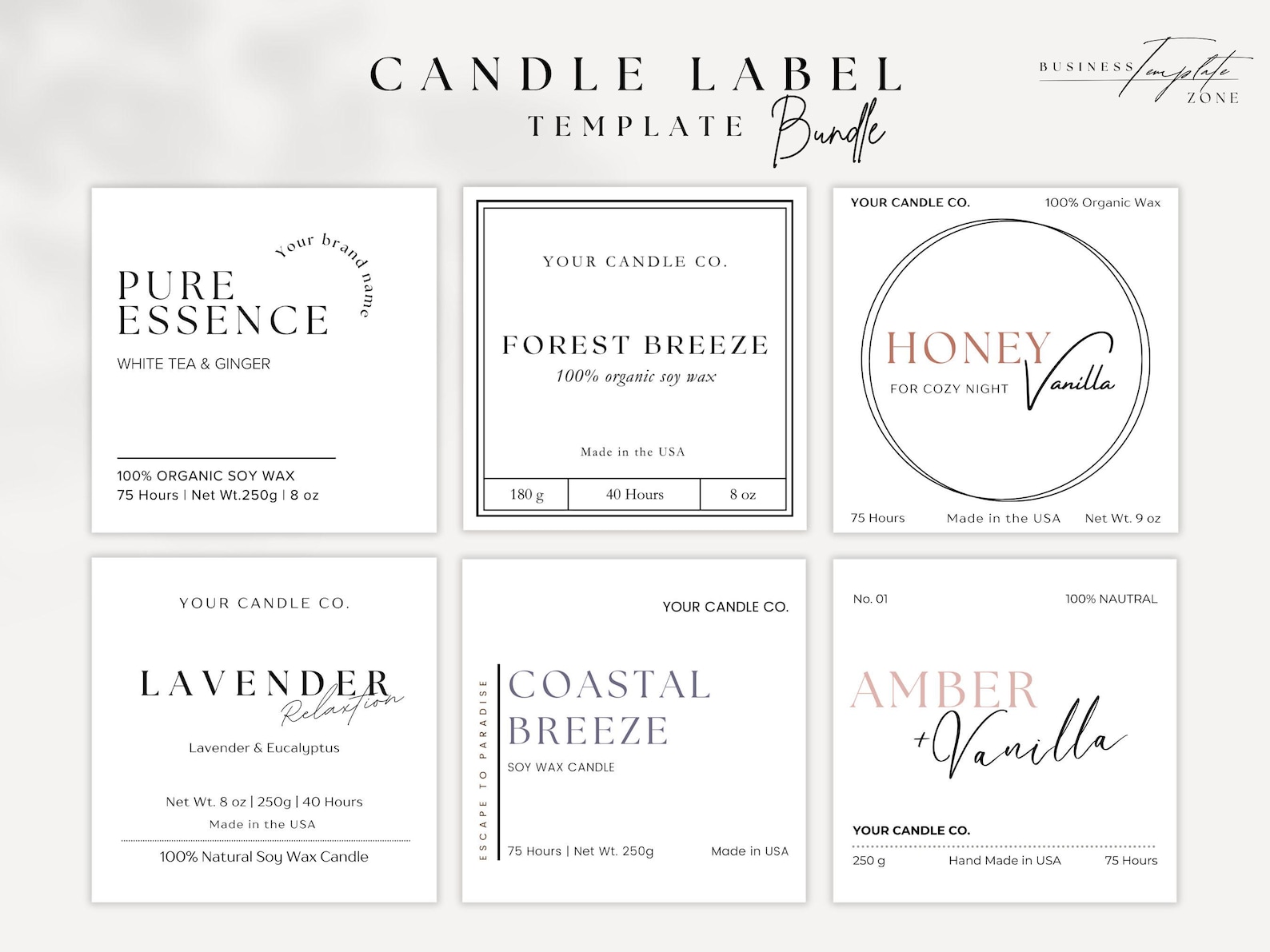 Editable Candle Label Template Bundle, Modern Printable Stickers and ...