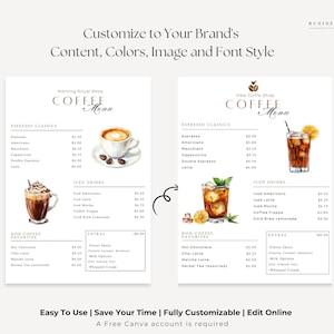 Coffee Menu Template, Editable Cafe Price List, Drink Menu Sign ...