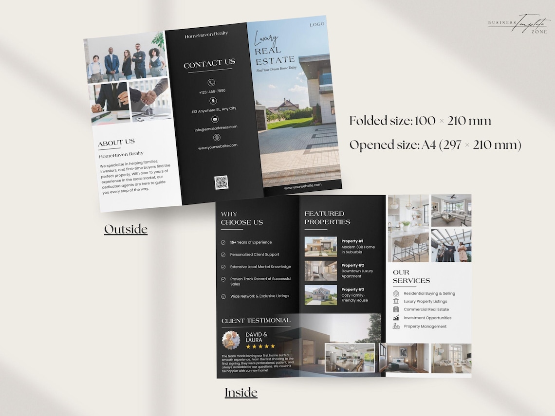 Real Estate Trifold Brochure Template | Editable Realtor Marketing ...