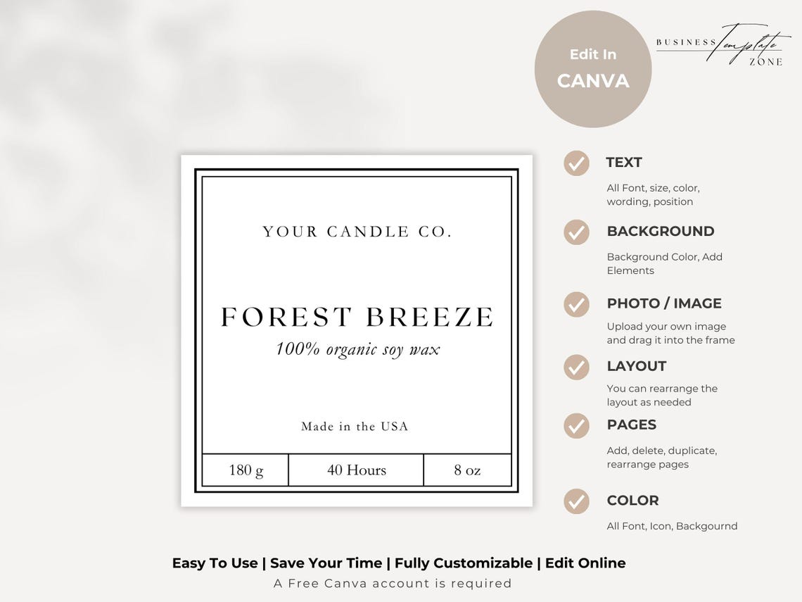 Editable Candle Label Template Bundle, Modern Printable Stickers and ...