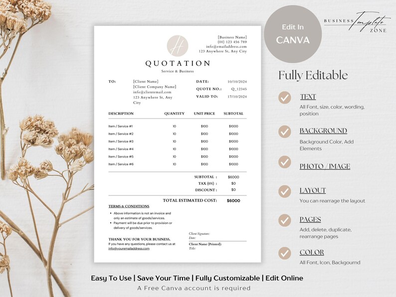 New Business Payment Template Bundle, Editable Invoice, Quote, Receipt ...