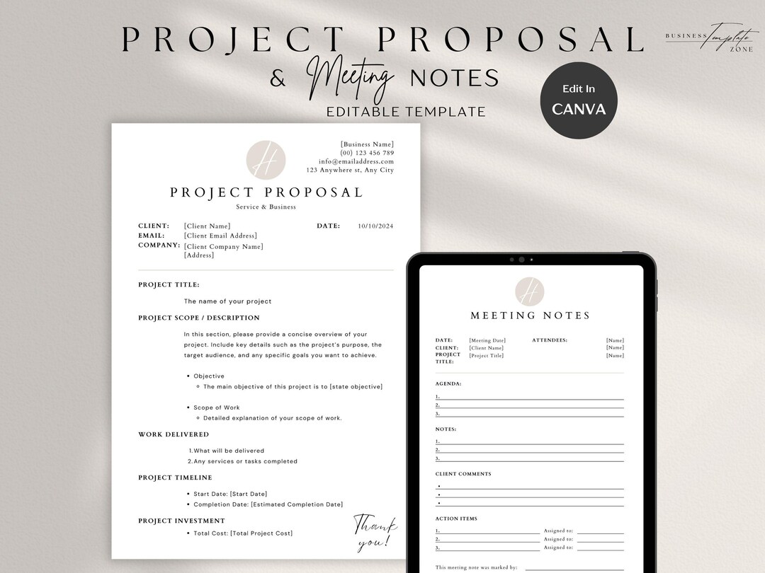 New Client Business Project Proposal & Meeting Agenda Template ...