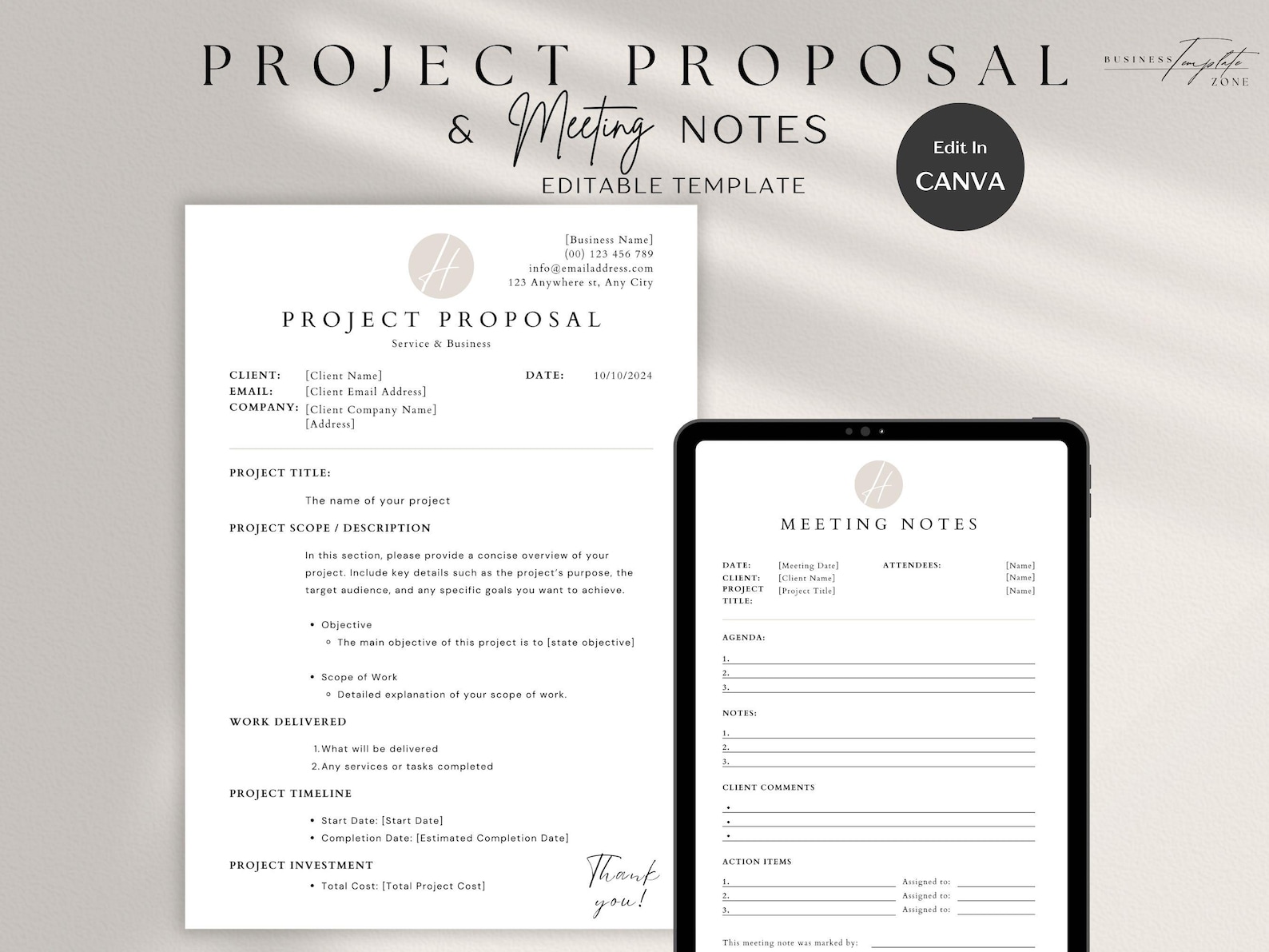 New Client Business Project Proposal & Meeting Agenda Template ...