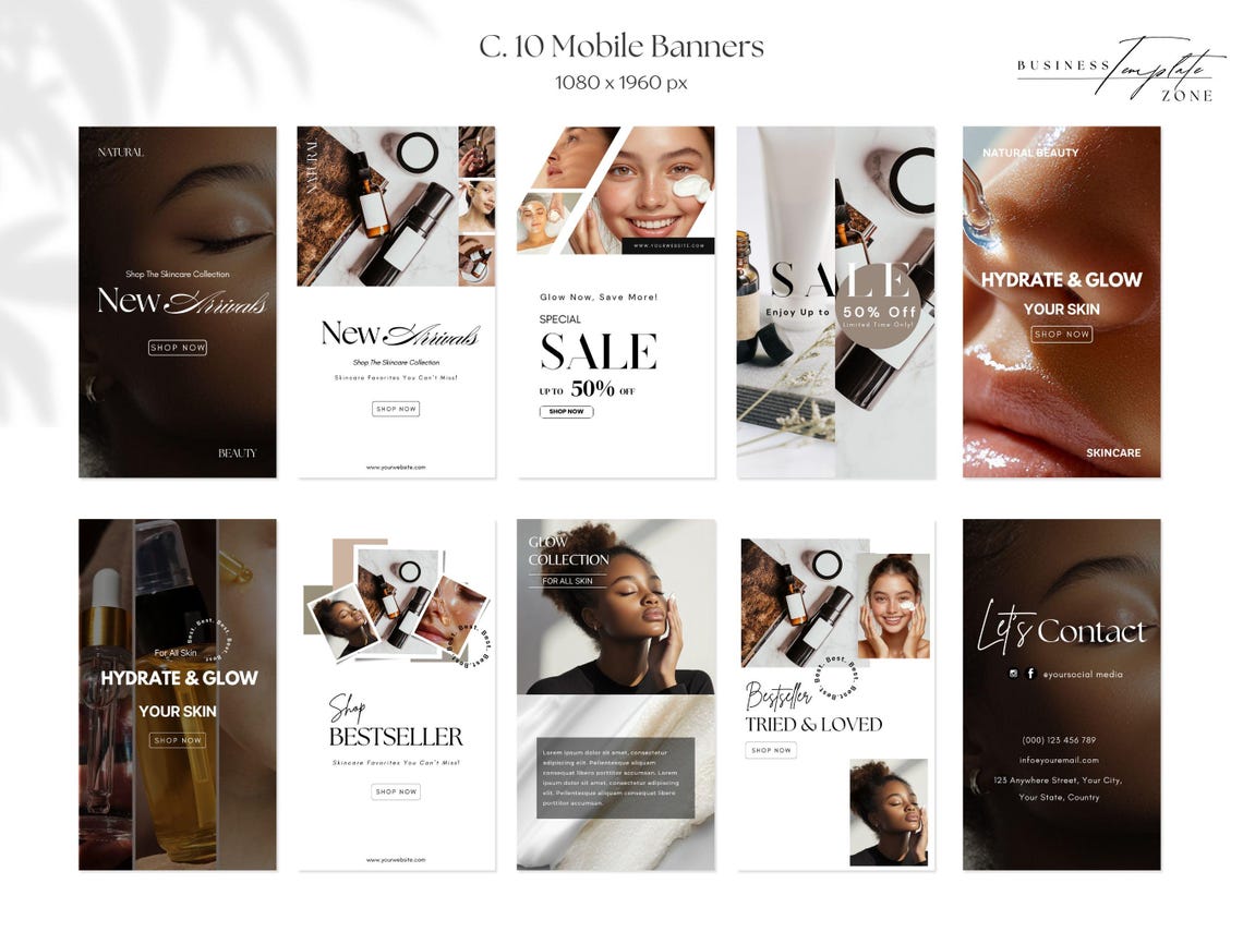 Skincare Website Banners Template Set for Skin Care Online Store Web ...