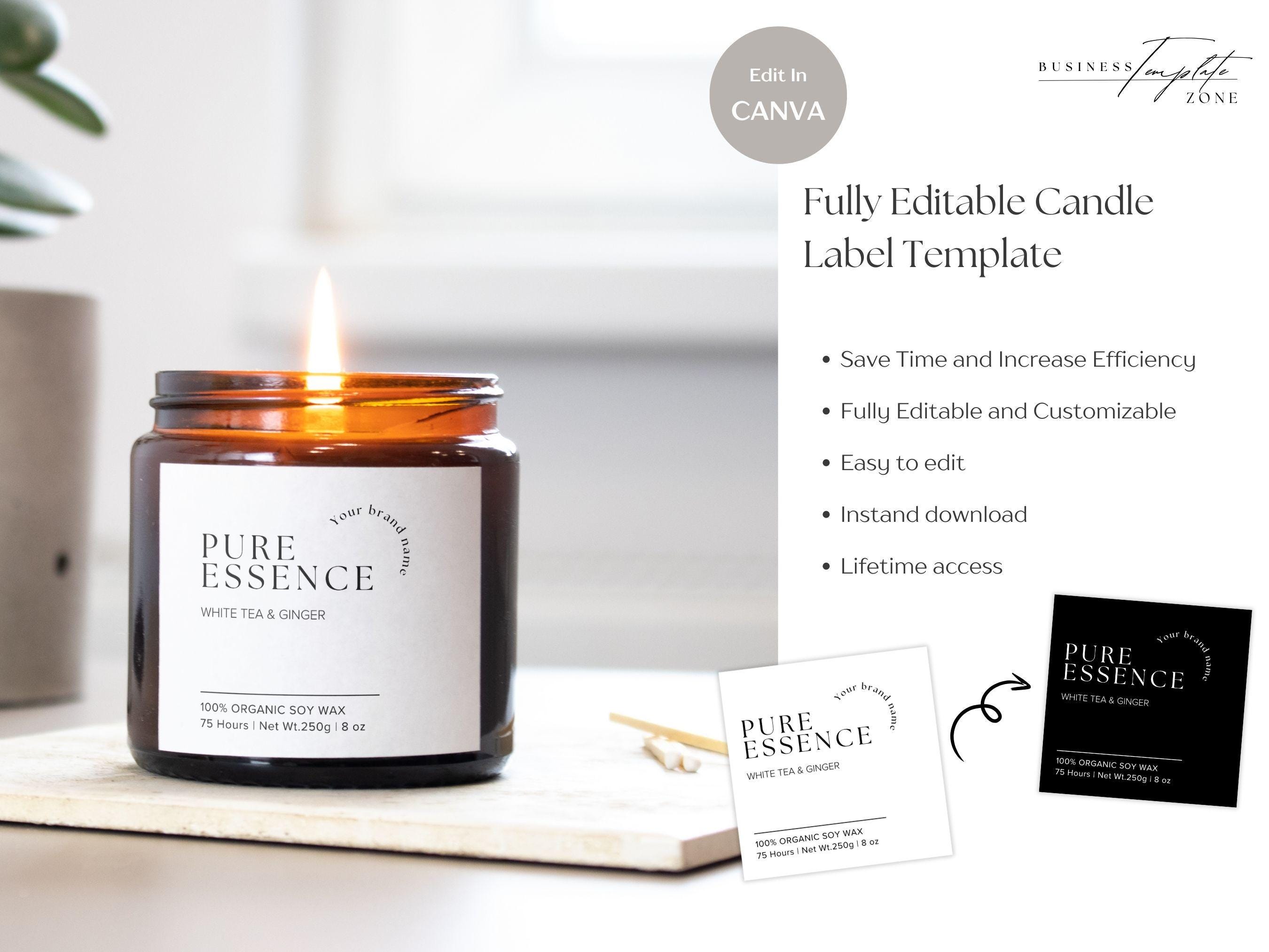 Editable Candle Label Template Bundle, Modern Printable Stickers and ...