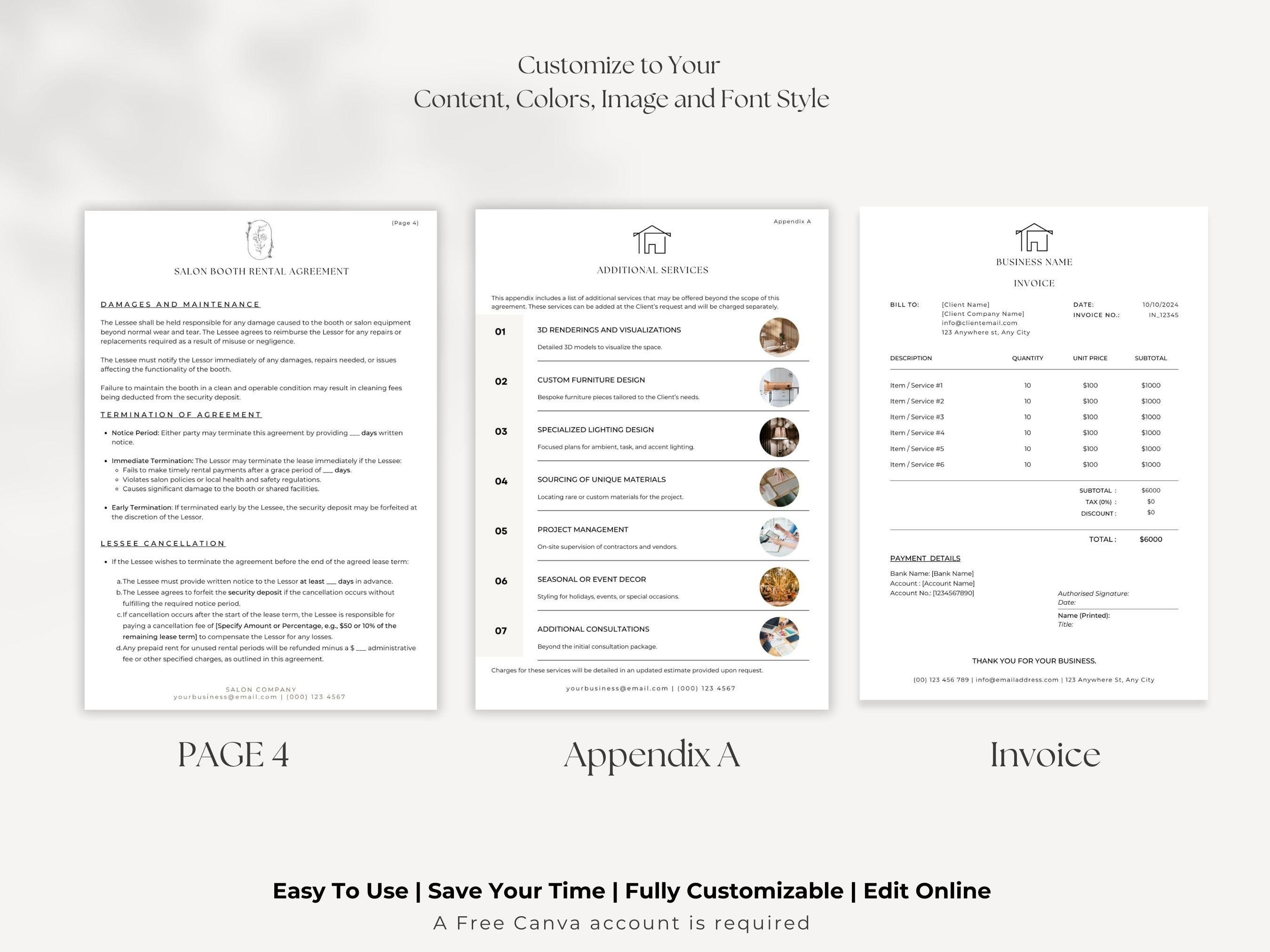 Interior Designer Client Contract Template | Services Agreement | New ...