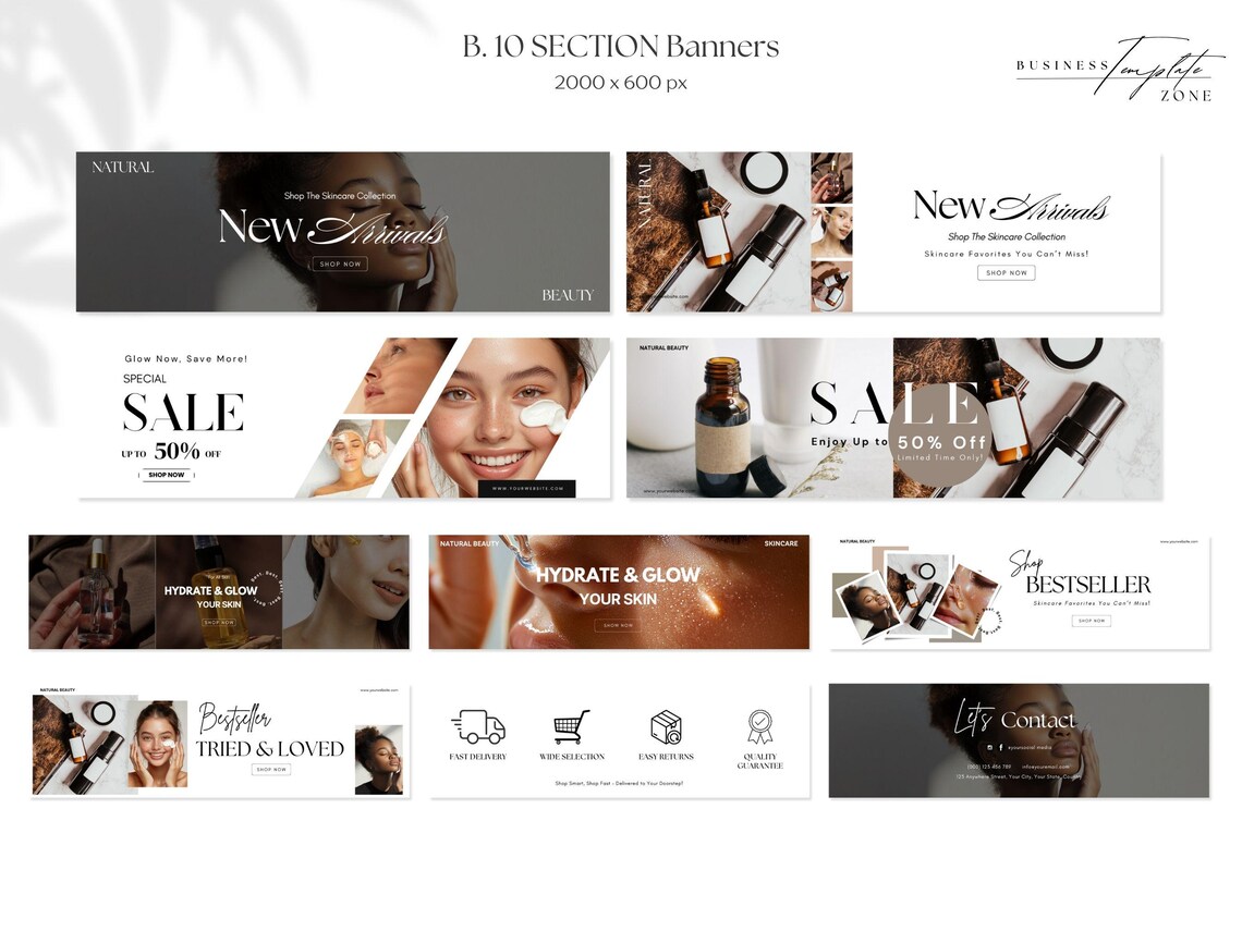 Skincare Website Banners Template Set for Skin Care Online Store Web ...