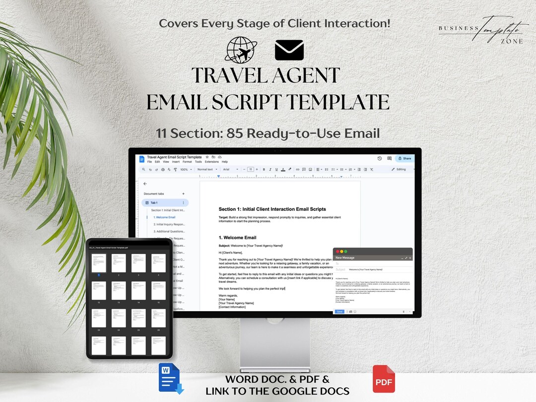 85 Travel Agent Email Scripts, Word, PDF, Google Docs, Ready to Use ...