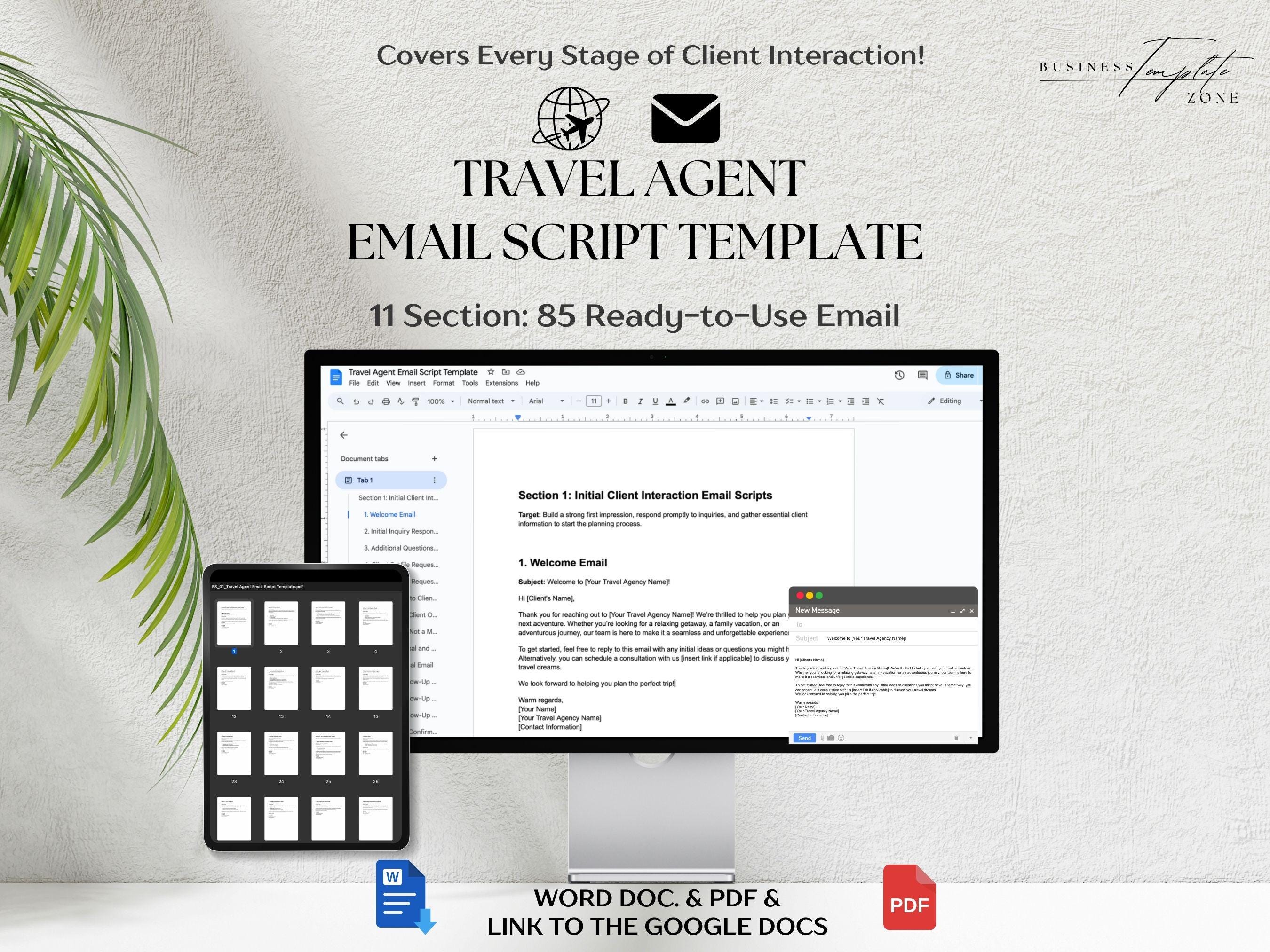 85 Travel Agent Email Scripts, Word, PDF, Google Docs, Ready to Use ...