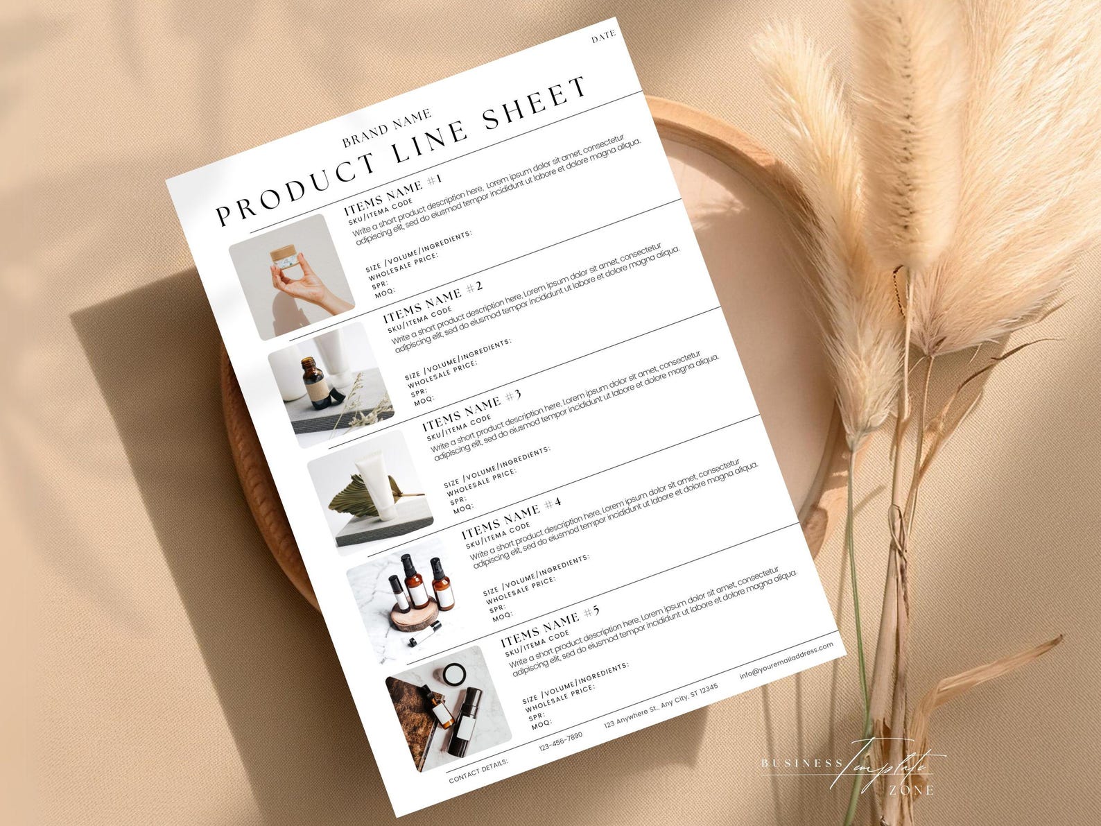 Editable Product Line Sheet Template, Wholesale Order Form, Products ...