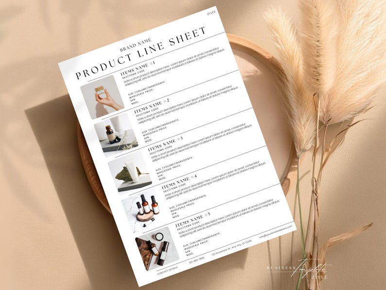 Editable Product Line Sheet Template, Wholesale Order Form, Products ...