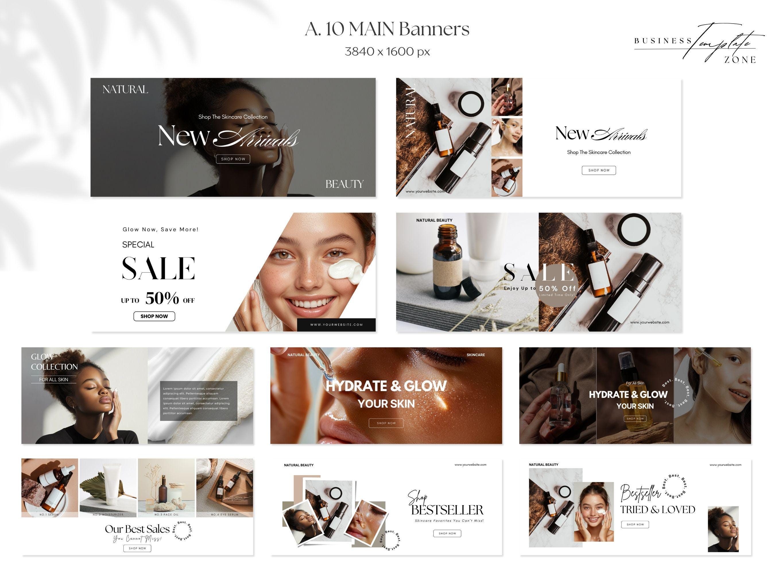 Skincare Website Banners Template Set for Skin Care Online Store Web ...