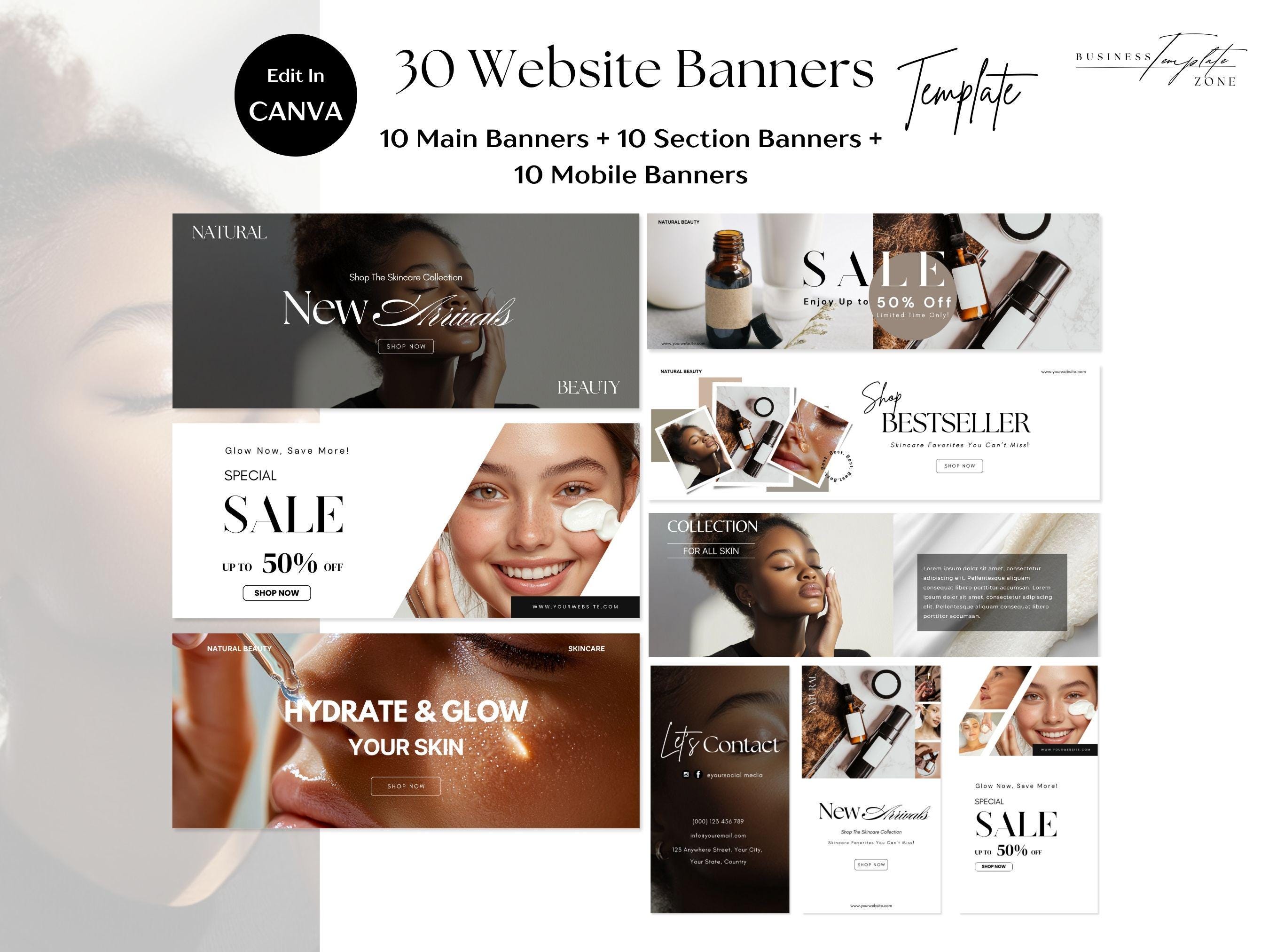 Skincare Website Banners Template Set for Skin Care Online Store Web ...