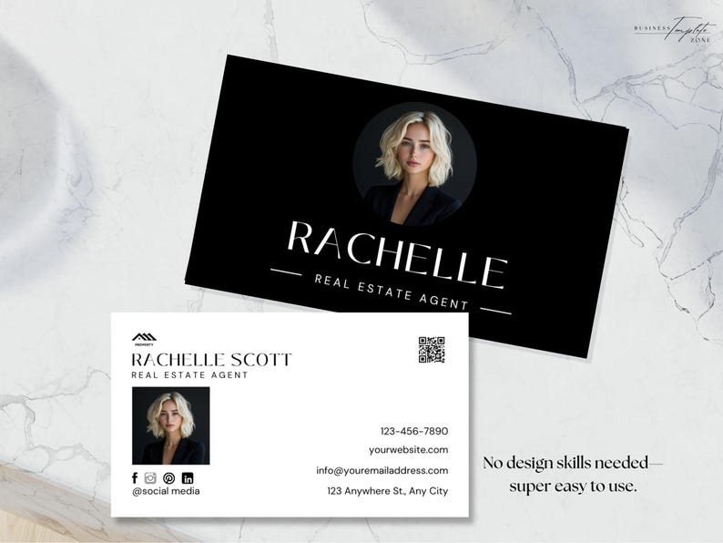 16 Real Estate Agent Business Card Template Bundle, Black Luxury ...