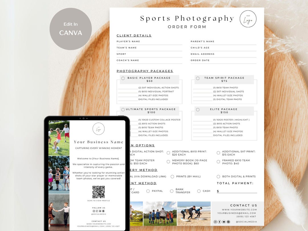 Sports Photography Order Form, Editable School Photography Invoices ...
