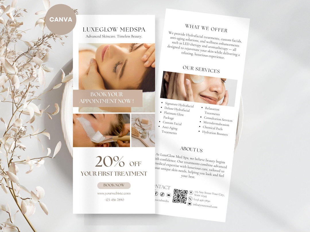 Beauty Salon Rack Card Flyer Template, Editable Minimalist Esthetician ...