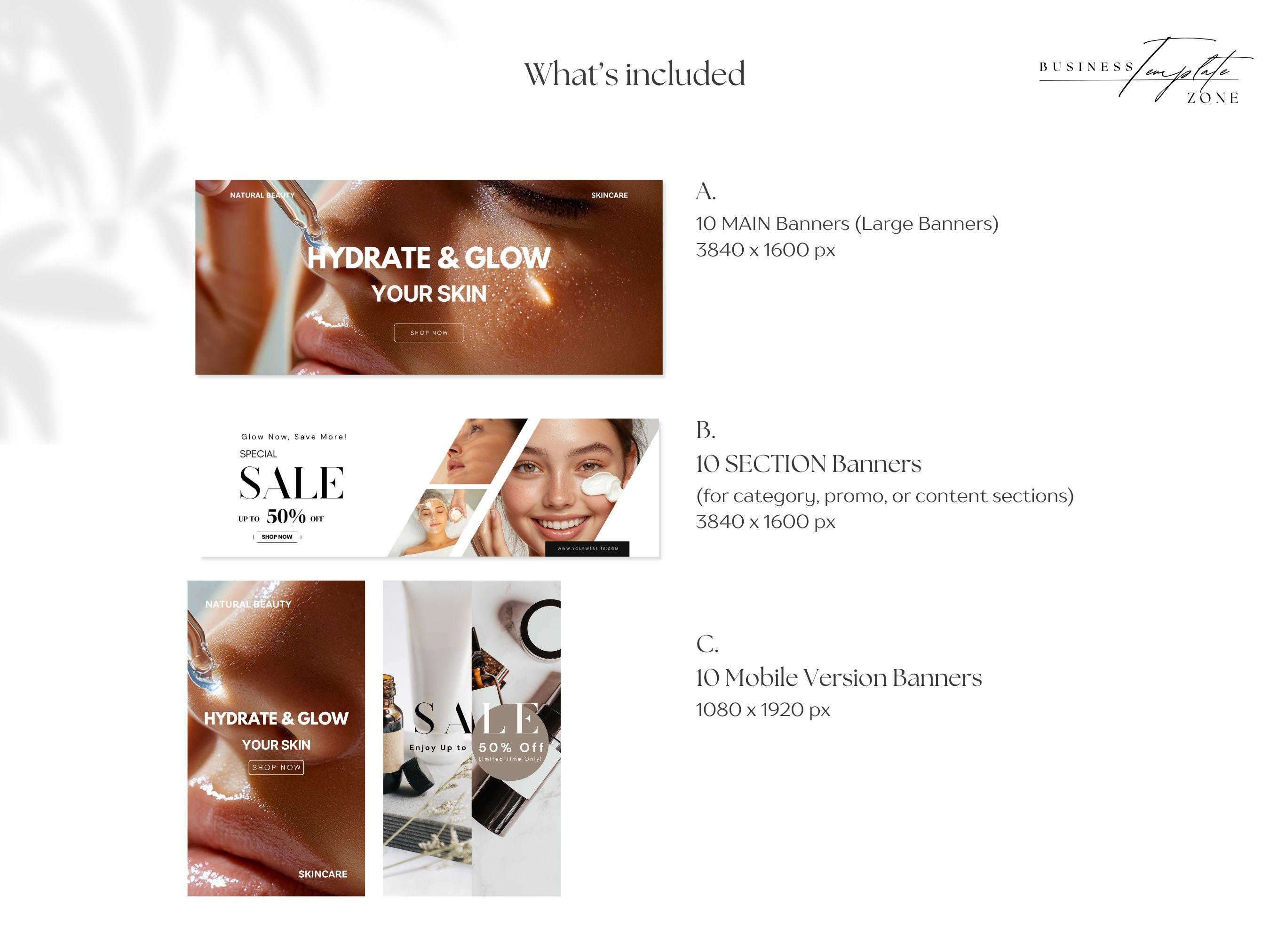 Skincare Website Banners Template Set for Skin Care Online Store Web ...