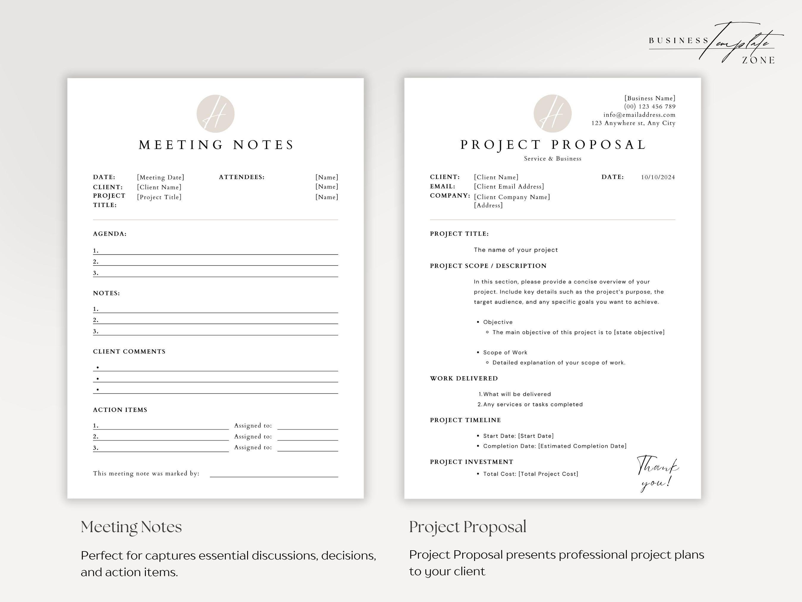 New Client Business Project Proposal & Meeting Agenda Template ...