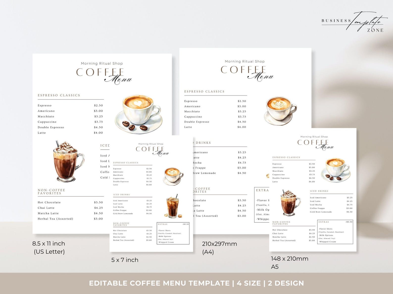 Coffee Menu Template, Editable Cafe Price List, Drink Menu Sign ...