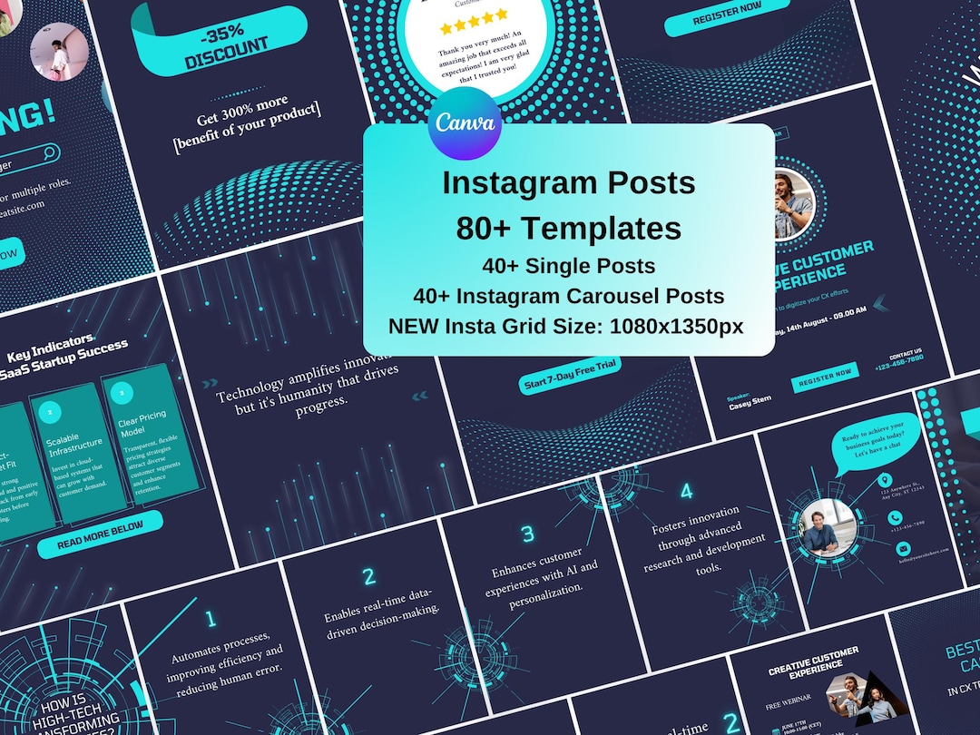 Technology, Saas, Cyber Security Instagram Posts, Editable Canva ...