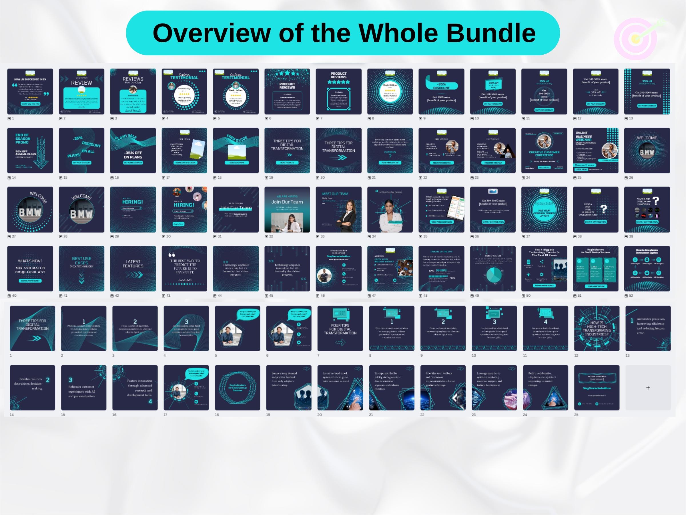 Technology/saas Linkedin Posts, Editable Canva Template, Square Static ...