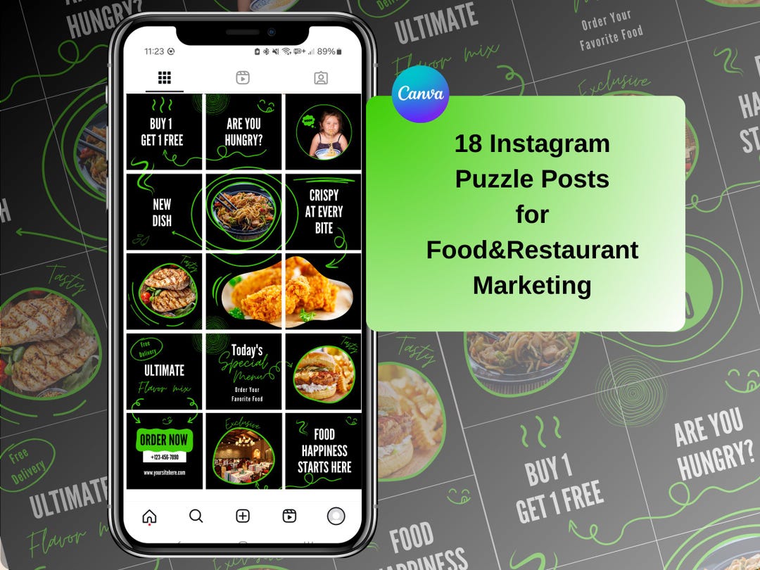 Food Instagram Grid Templates in Canva. Instagram Collage Maker. Fast ...