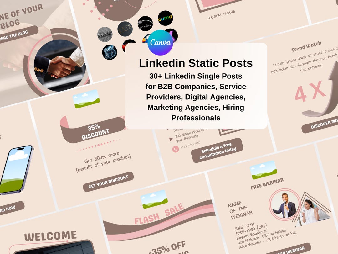 Beige Linkedin Posts. Linkedin Business, B2B Templates. Editable Canva ...