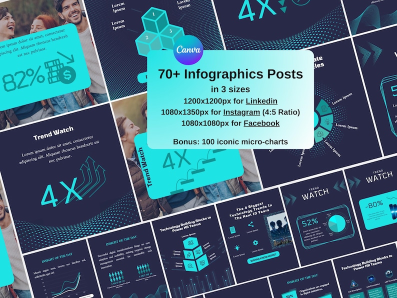 Infographics Templates for Linkedin, Instagram, Facebook Posts. Best ...